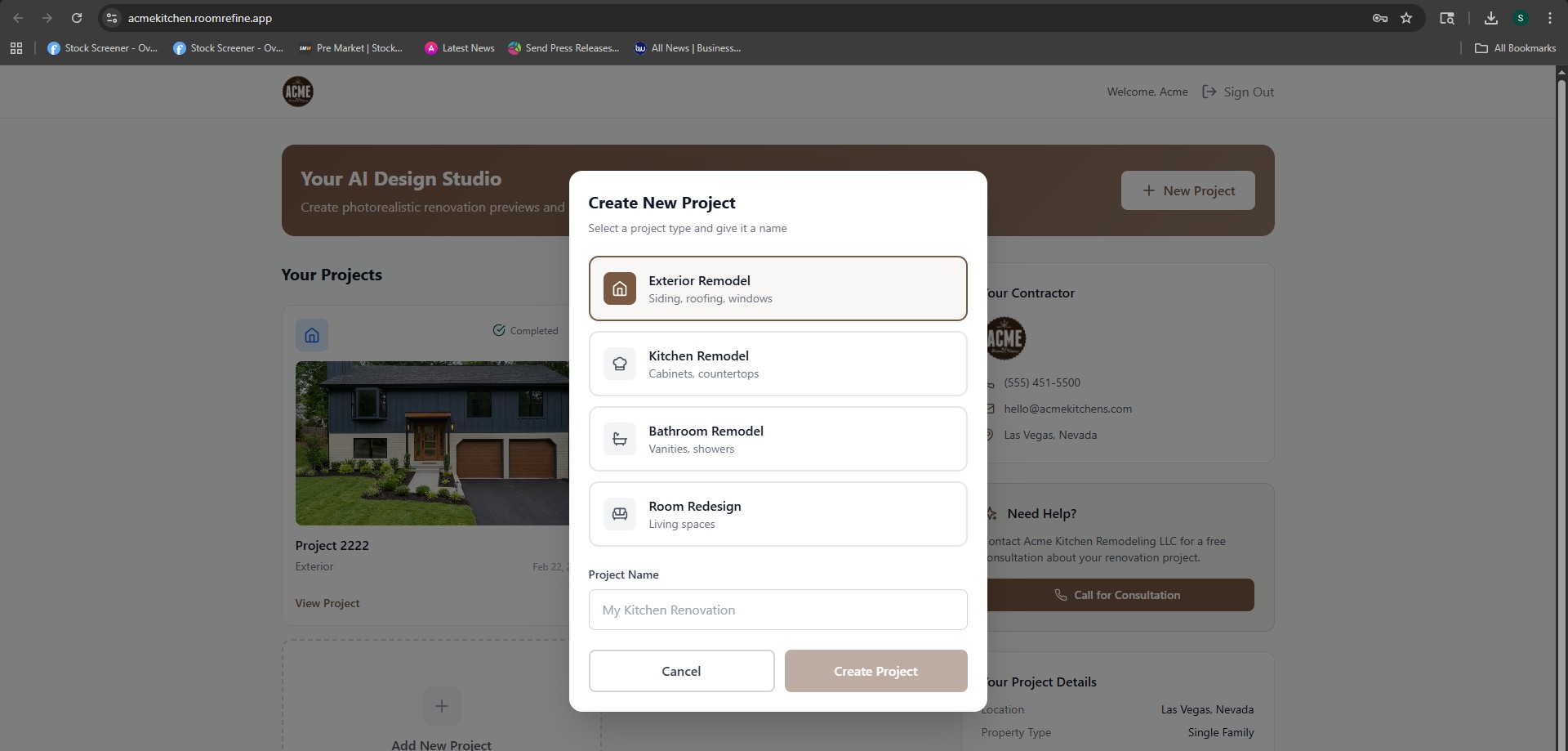 AI Home Remodel Design Landing Page